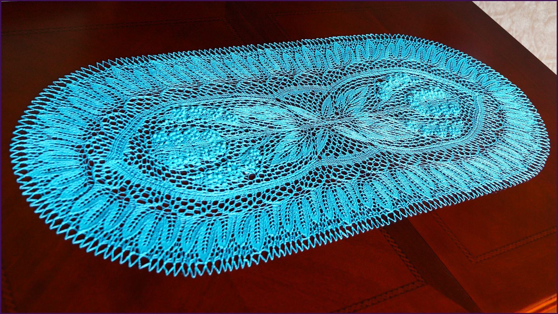 Салфетка овальная спицами. Часть 8.