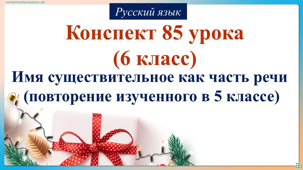 85 урок русского языка 6 класс. Имя существительное как часть речи