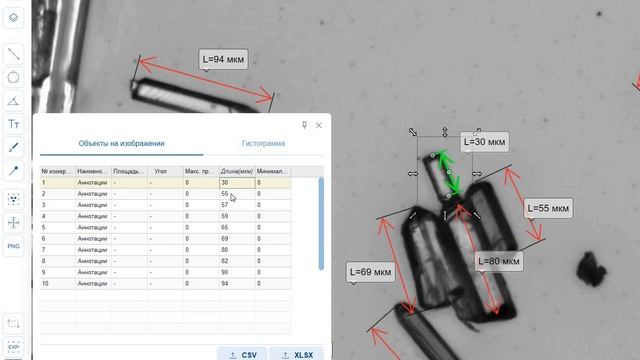 Измерения с интерактивной таблицей