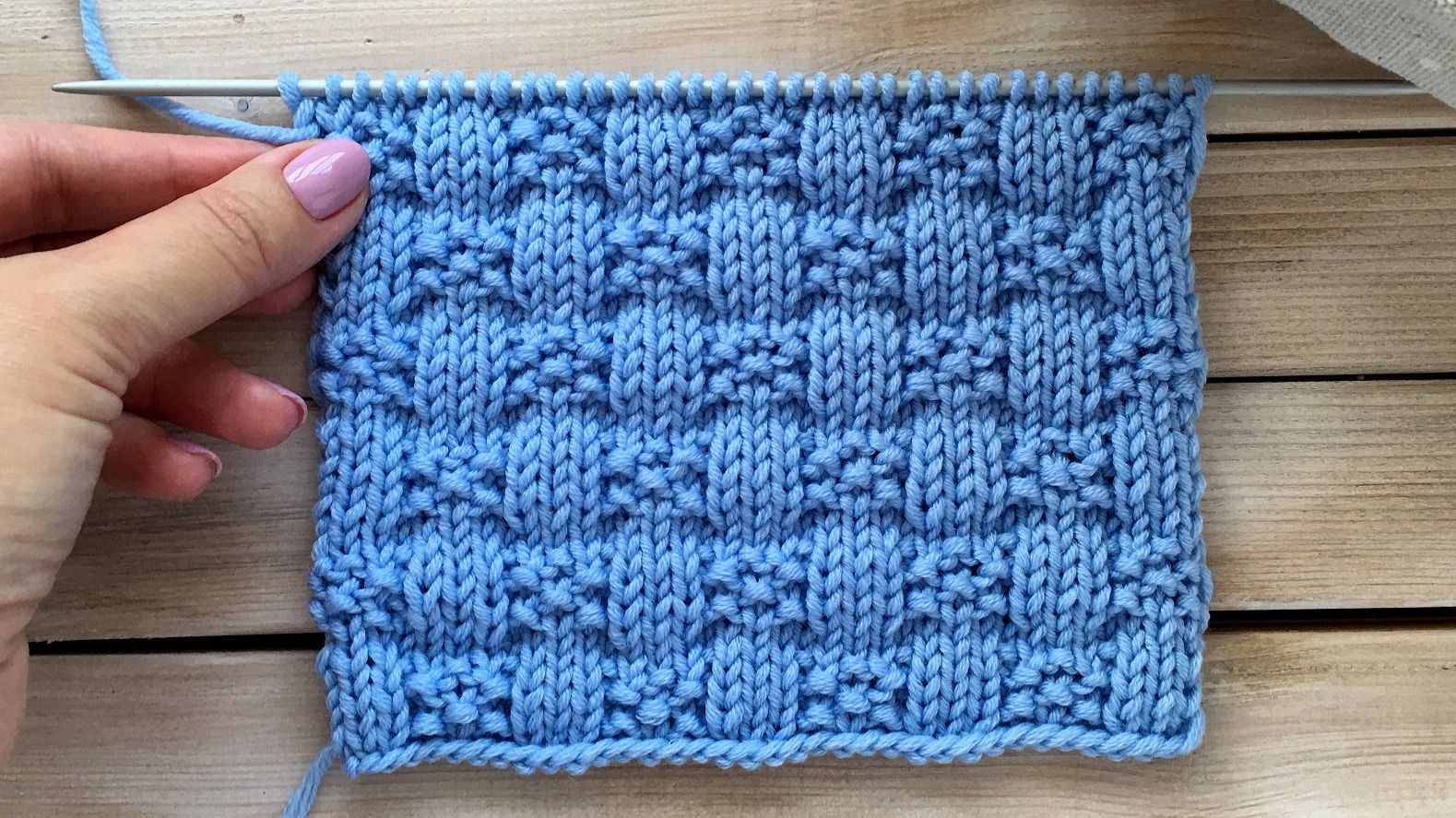 Жемчужная плетенка Простой узор спицами