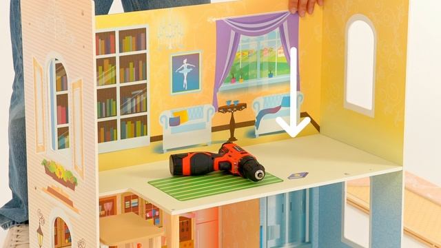 Видео сборка Кукольный домик для девочек "Грация", с мебелью (16 предметов в наборе)