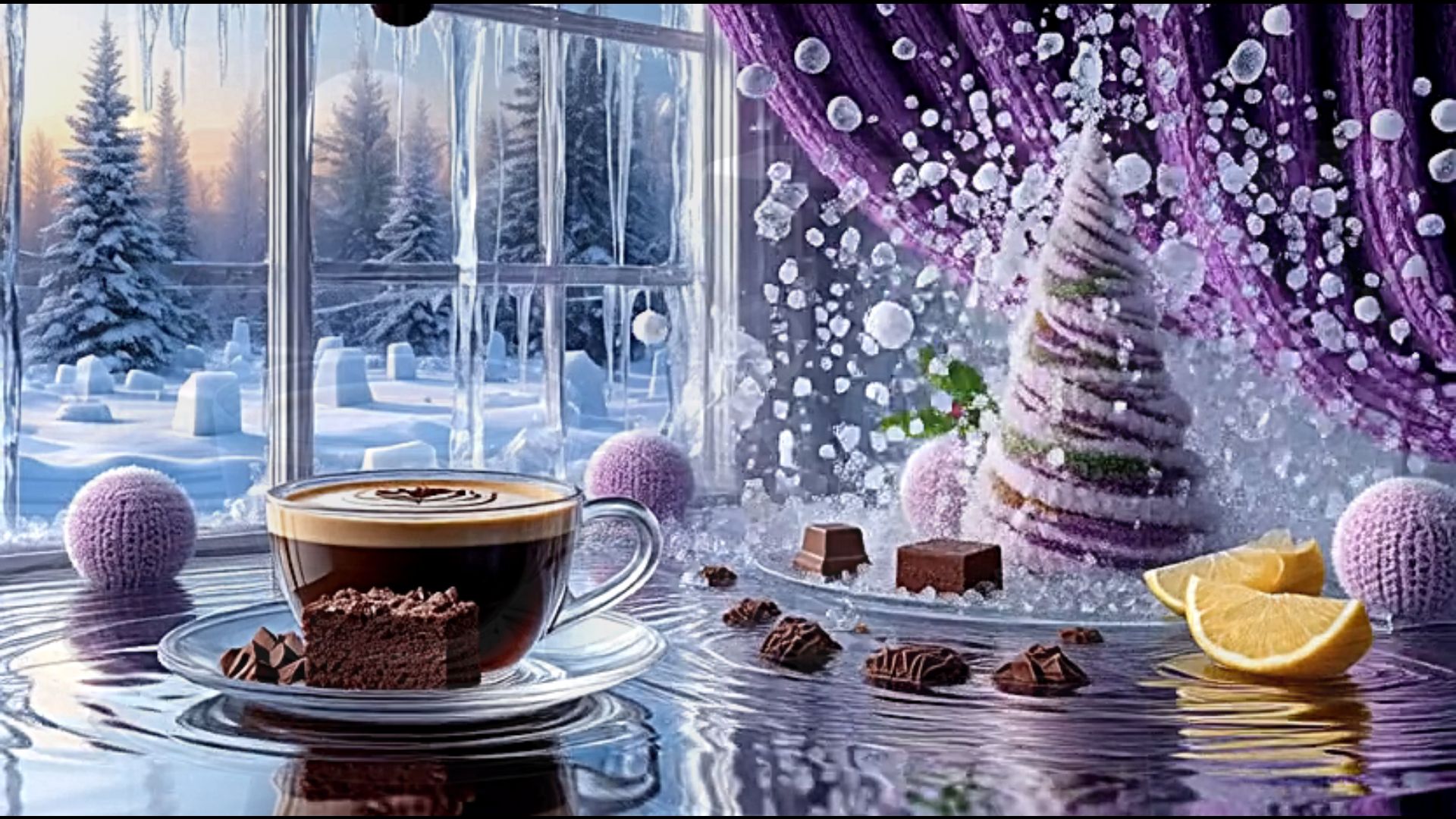 Волшебное начало дня Ароматный кофе Вкуснейший десерт Новогоднее настроение и прекрасная музыка