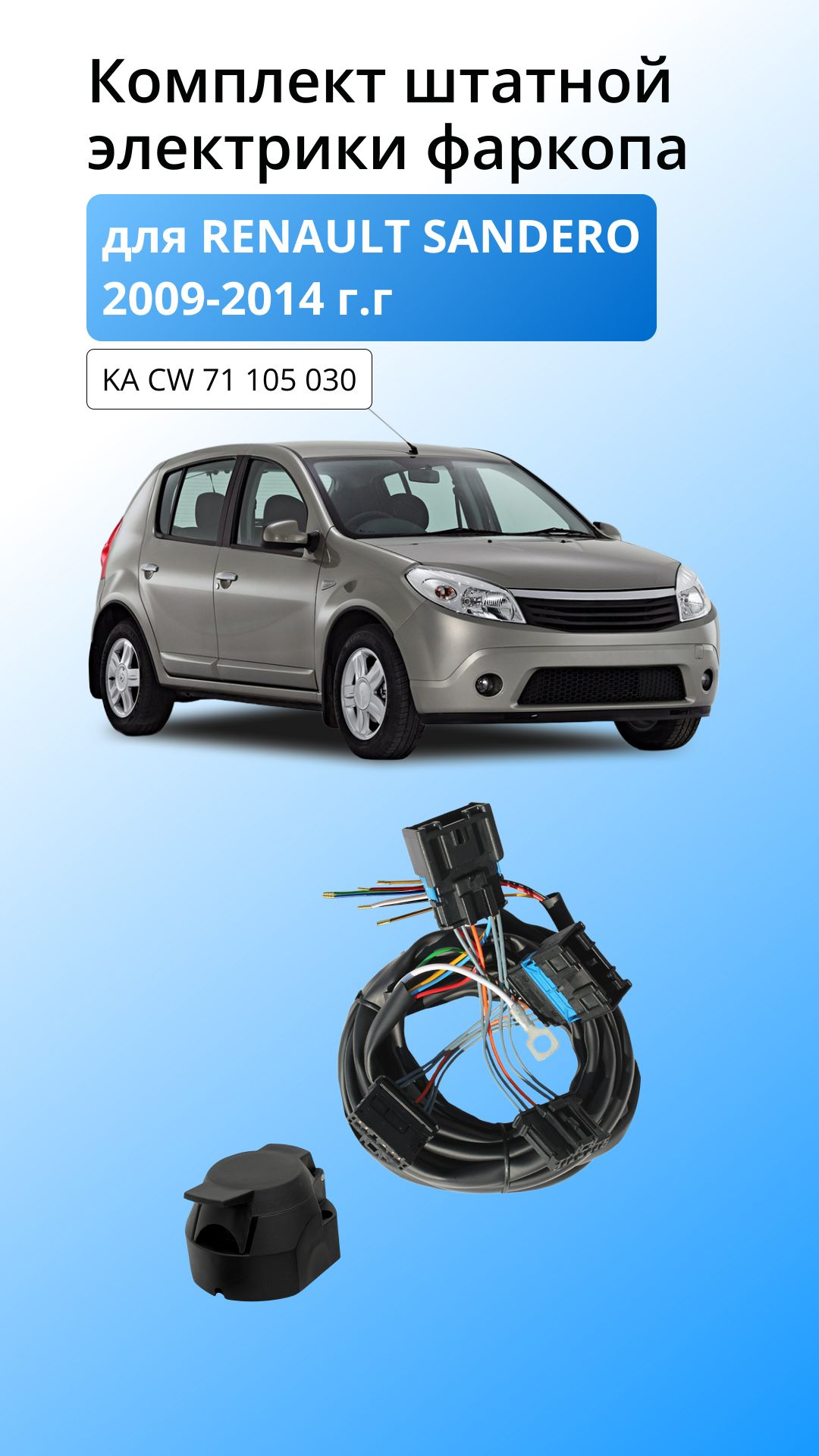 Комплект штатной электрики для Renault Sandero 2009-2014 г.г со штатными колодками