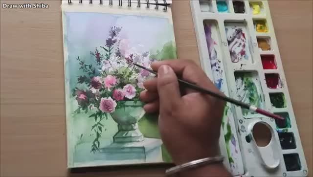 Рисуем акварелью Красивый букет цветов легко