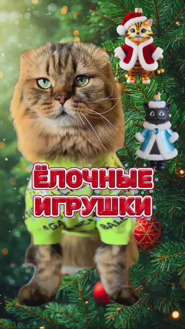 Хотели бы себе такие елочные игрушки?🎄😻 #котики #елочныеигрушки #милота