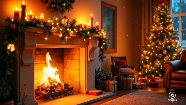 Уютный зимний вечер ❄️ Снег, огни, камин