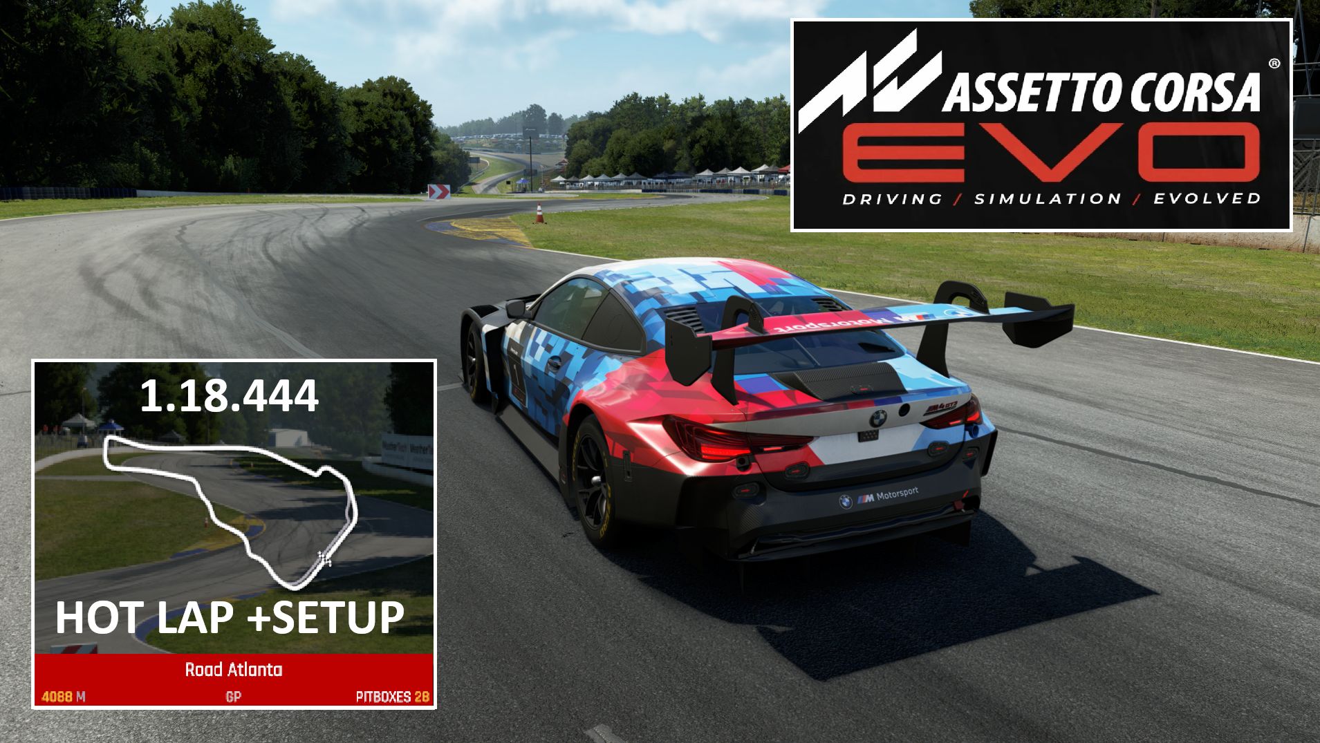 Assetto Corsa EVO. Road Atlanta. Hotlap+setup. BMW M4 GT3. 2025.12.16 - 21.12.30.02
