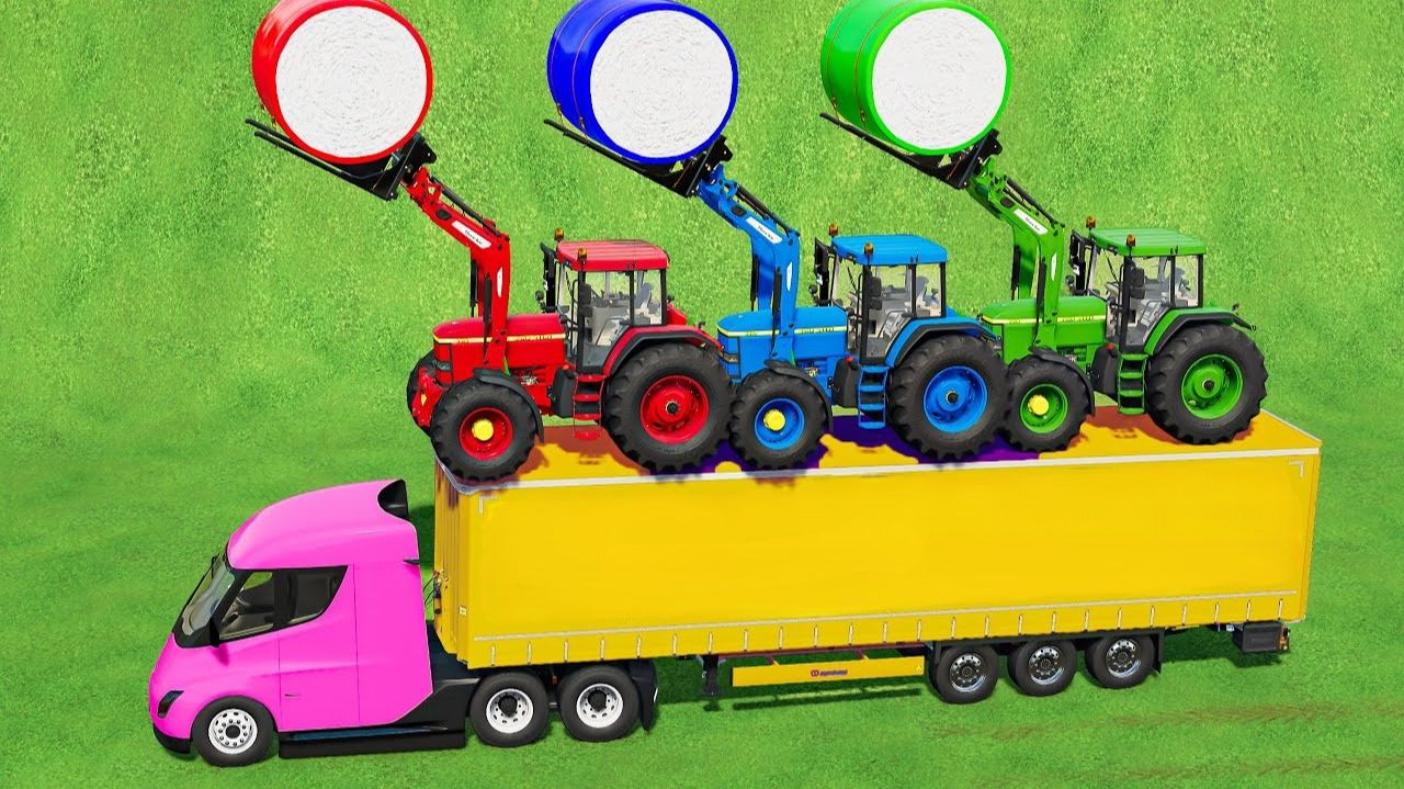 МАШИНКИ ВИДЕО ПРО МАШИНКИ ВОЗИМ ТРАКТОРА НА ГРУЗОВИКЕ ЦВЕТНЫЕ МАШИНКИ ИГРУШКИ МАШИНКИ