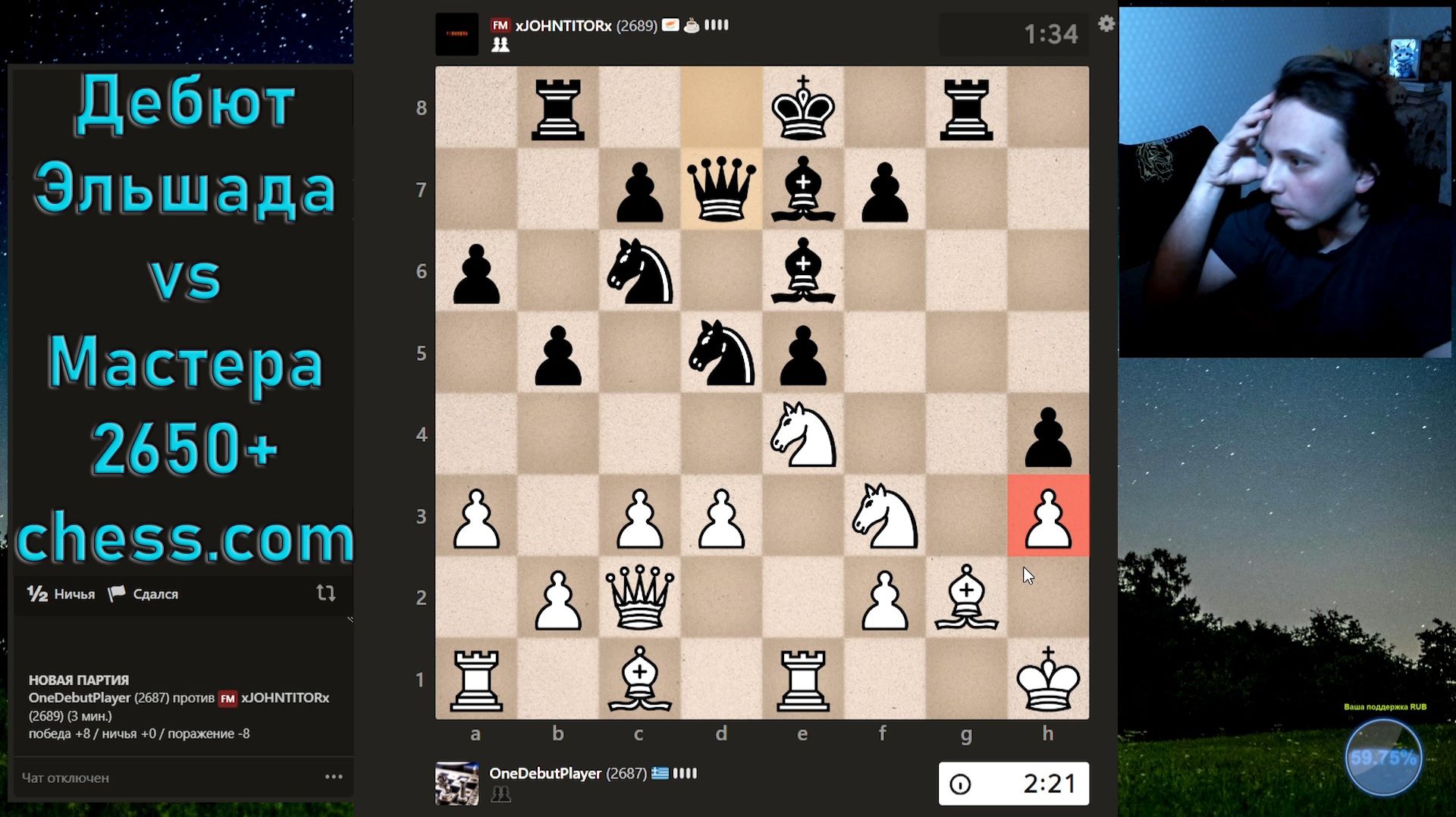 Дебют Эльшада vs Мастера (2650+ chess.com)