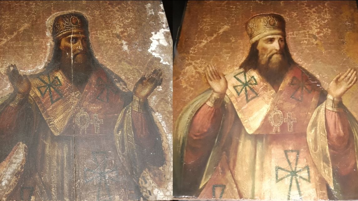 Неизвестный святой - реставрация иконы