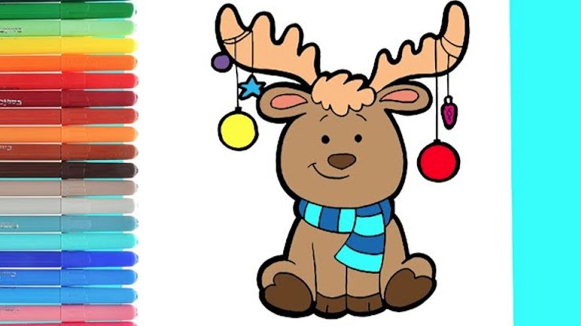 Мультик - раскраска для детей ОЛЕНЬ. Учимся как рисовать ОЛЕНЯ!