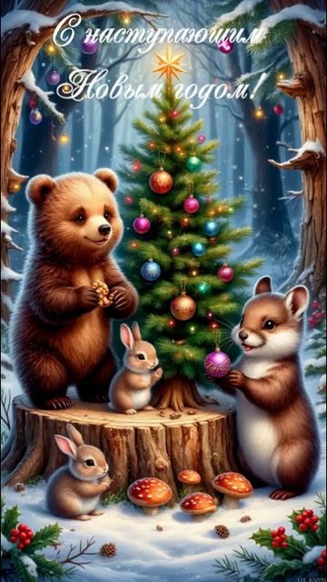 С наступающим Новым годом! Открытка с поздравлением