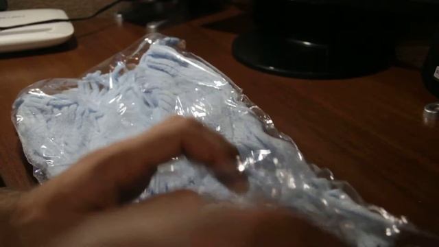 Шарф круглый женский голубой вязанный