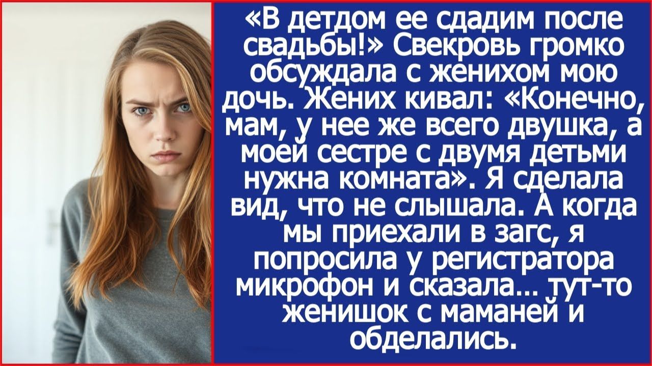 «В детдом ее сдадим после свадьбы!» Свекровь громко обсуждала с женихом мою дочь. | ИСТОРИИ ИЗ ЖИЗНИ