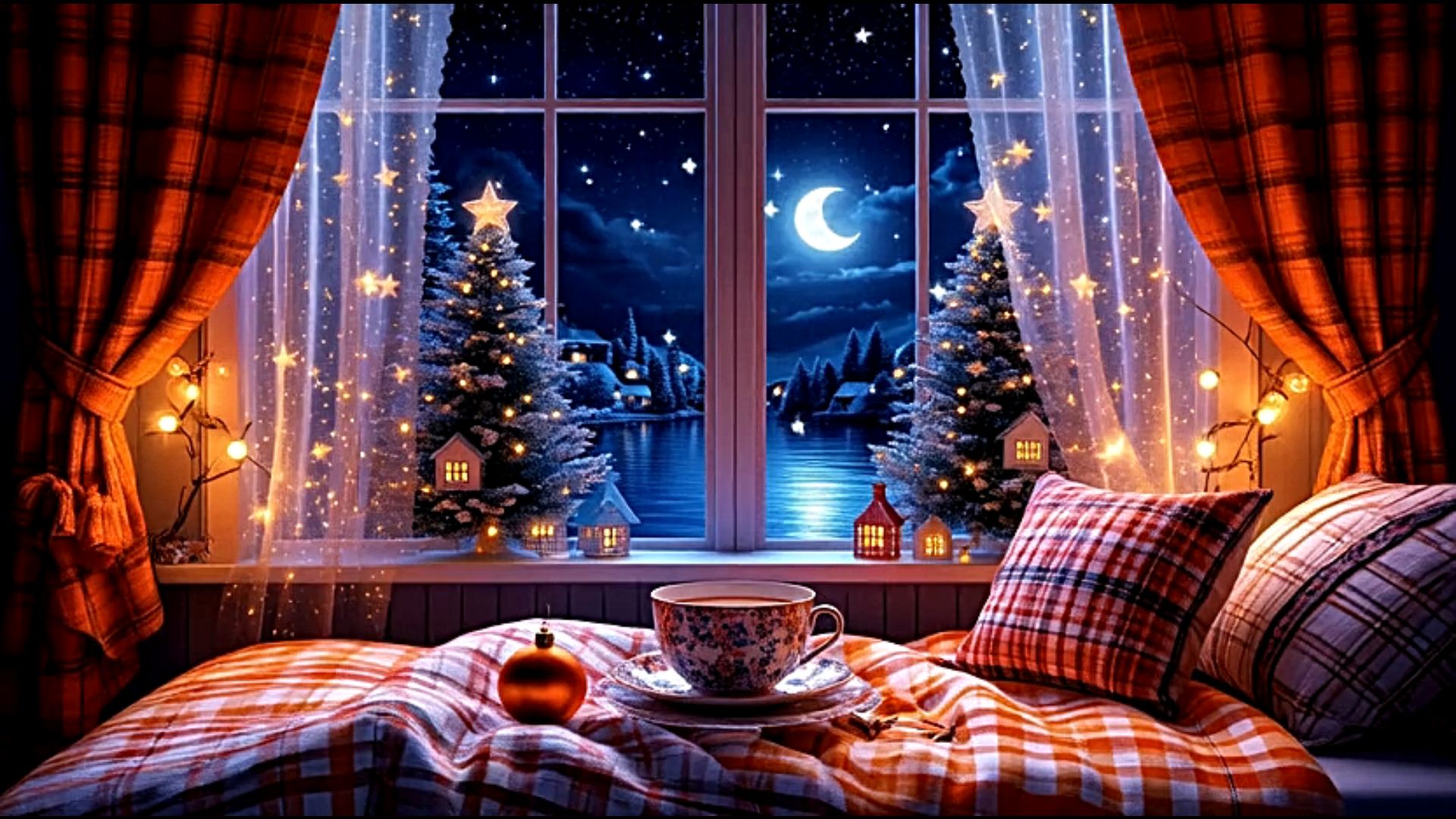 Уютная атмосфера Зимний вечер Камин Горячий чай Красивая музыка Спокойный сон
