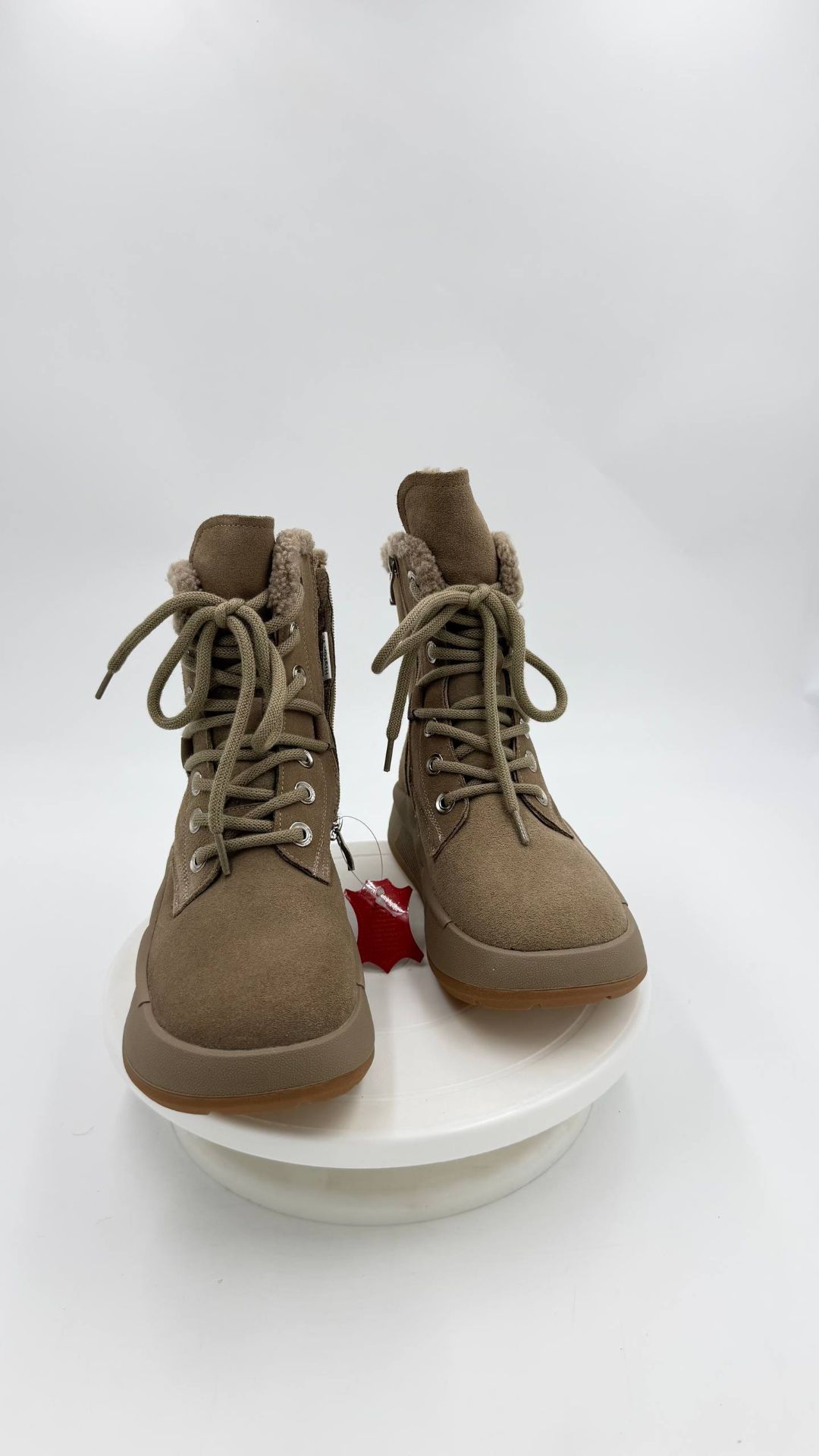 Ботинки кожа замша шерсть зимние женские мягкие удобно на полную ногу Evalli 6a yd151n Бежевый