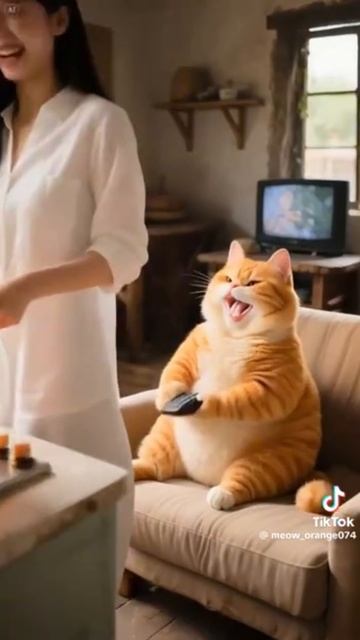 прикольный рыжий кот и колдунья