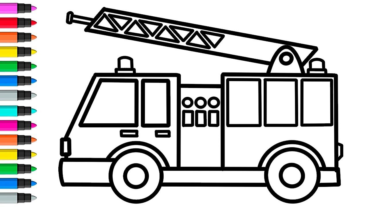 ️ Как нарисовать пожарную машину  Рисунок и раскраска #рисунок #раскраска #длядетей
