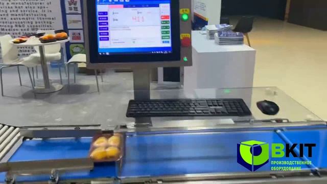 Он-лайн-весы (чеквейер) с принтер-аппликатором (этикетировщиком) с пневмо-переносом этикетки сверху