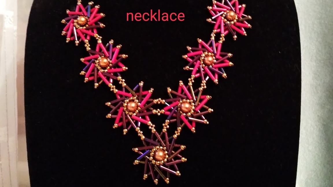 Колье звёздное из бисера и стекляруса. Мастер-класс