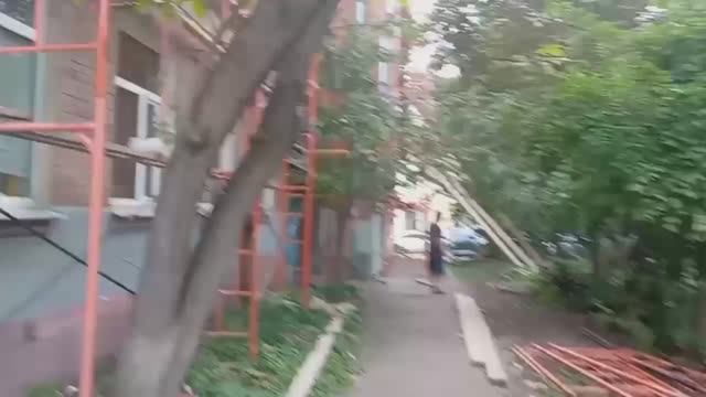 Ремонт фасада со стороны двора.