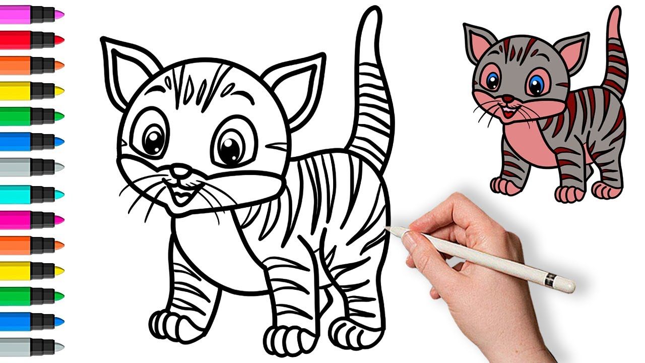 Как нарисовать кошку. Рисунок и раскраска ️ #рисунок #раскраска #длядетей