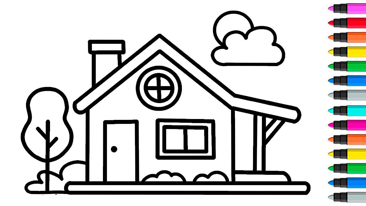 ️ Как нарисовать домик   Рисунок и раскраска #рисунок #раскраска #длядетей