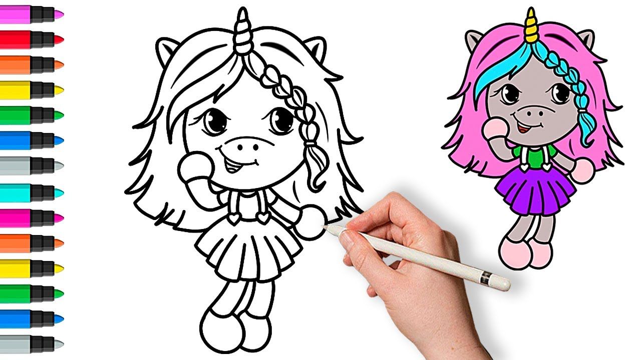 ️ Как нарисовать Единорожку. Рисунок и раскраска
