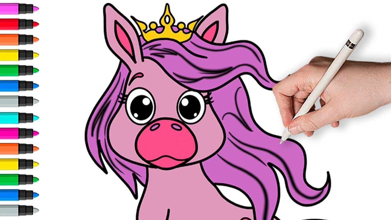 Как нарисовать милого единорога. Рисунок и раскраска ️ #рисунок #раскраска #длядетей