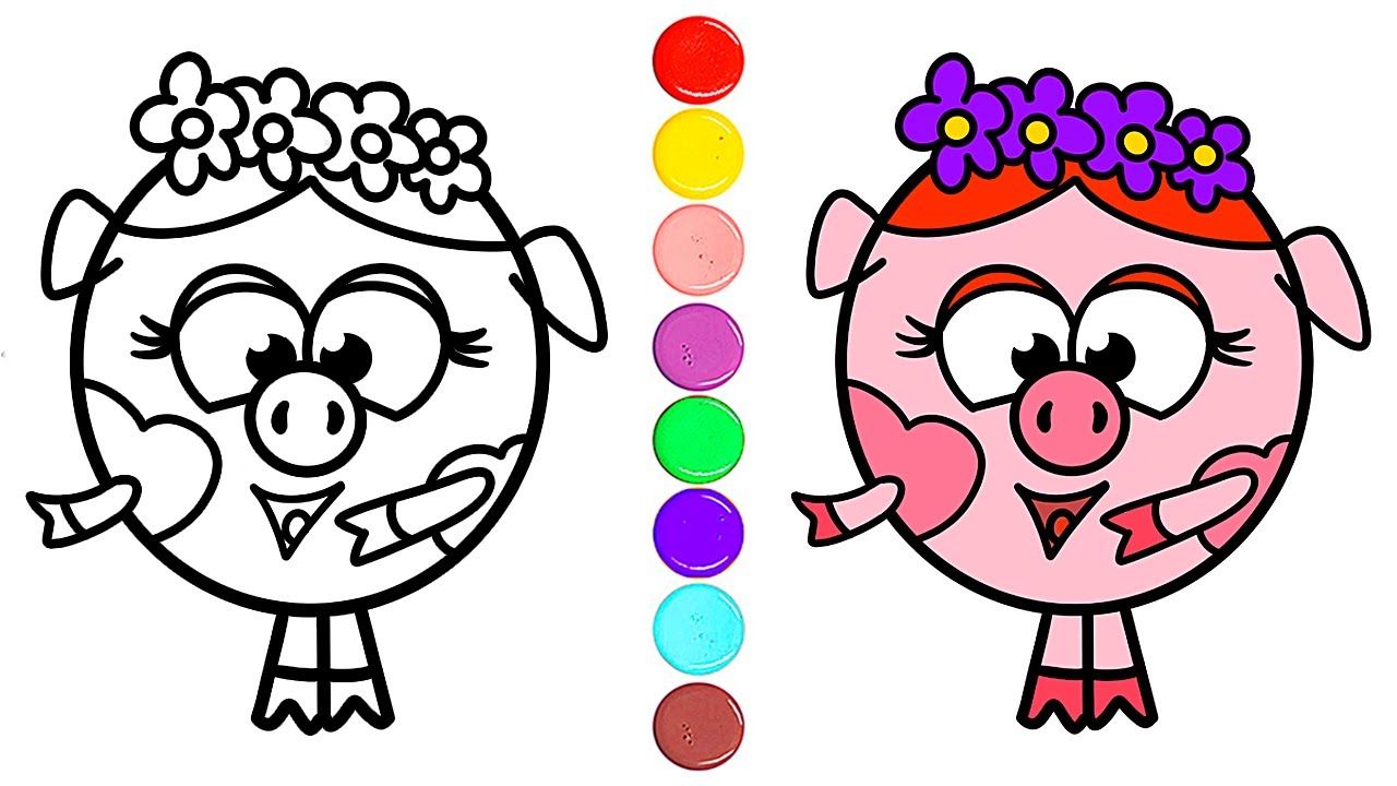 ️ Как нарисовать Нюшу из Смешариков. Рисунок и раскраска #рисунок #раскраска #длядетей