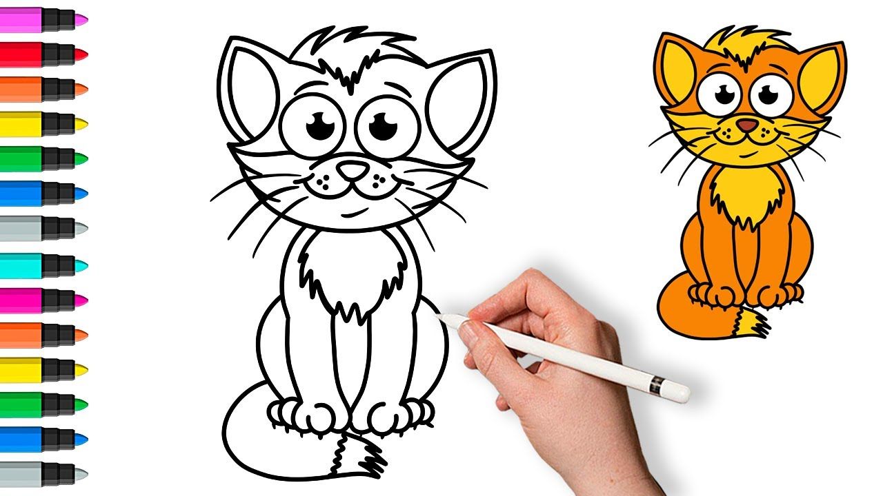 ️ Как нарисовать кошку. Рисунок и раскраска #рисунок #раскраска #длядетей