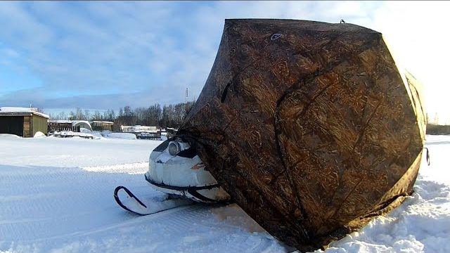 Мобильный тёплый гараж для снегохода за 5 минут.