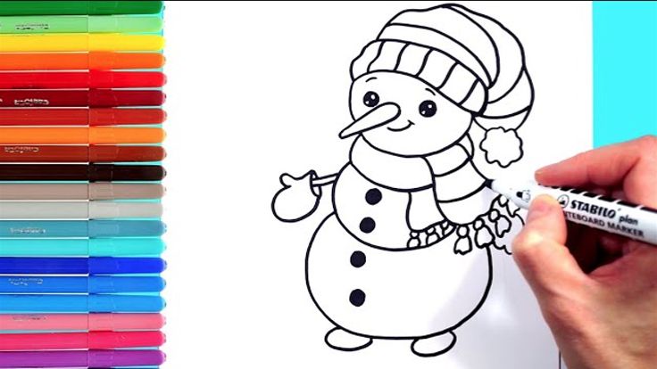 Мультик - раскраска для детей СНЕГОВИК. Учимся как рисовать СНЕГОВИКА // РИСОВАЛКА ТВ