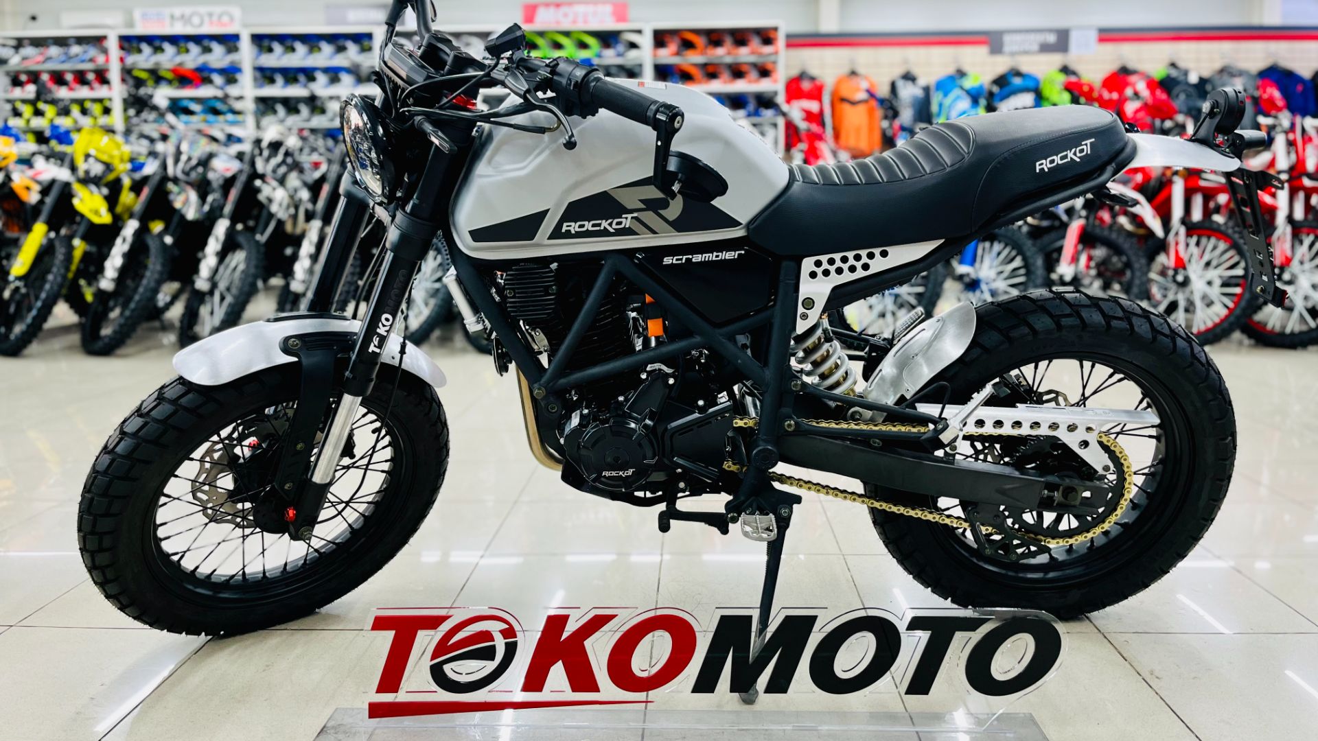 Мотоцикл дорожный ROCKOT SCRAMBLER серый