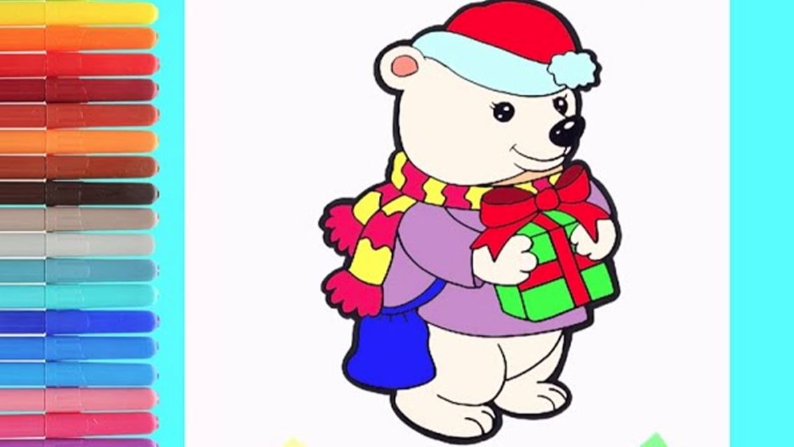 Мультик- Раскраска белого МЕДВЕДЯ! Учимся как рисовать МИШКА и другие рисунки вместе с детьми.