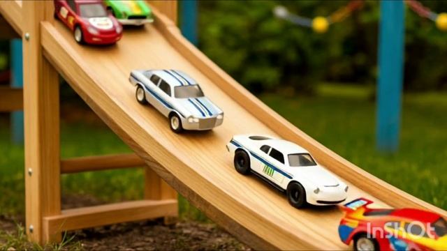 Разноцветные машинки едут с горки веселый мультик для детей интересная анимация для малышей