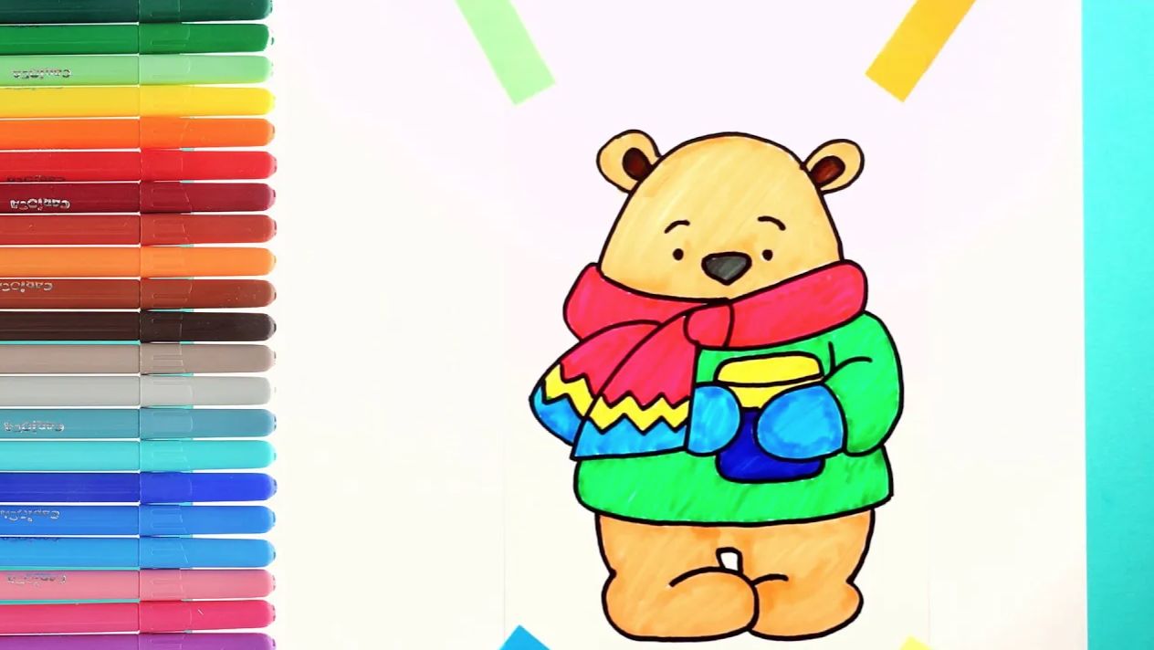 Мультик - раскраска для детей МЕДВЕДЬ. Учимся как рисовать МИШКА и другие рисунки вместе с детьми.