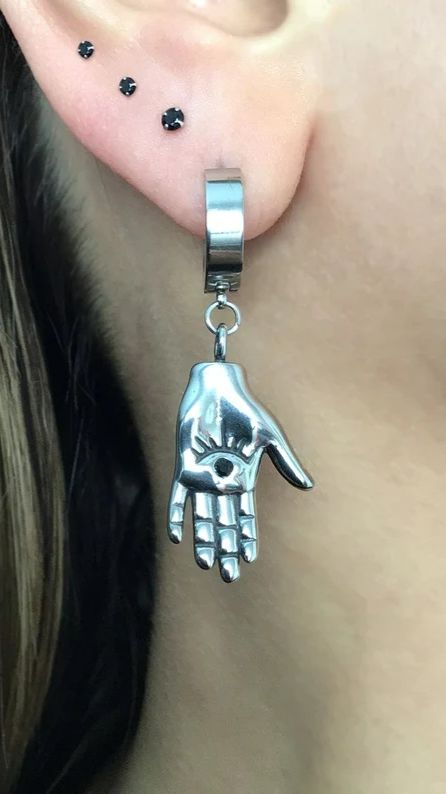 Серьги‑конго с подвесками «Ладонь Фатимы от сглаза» от StarfallShop