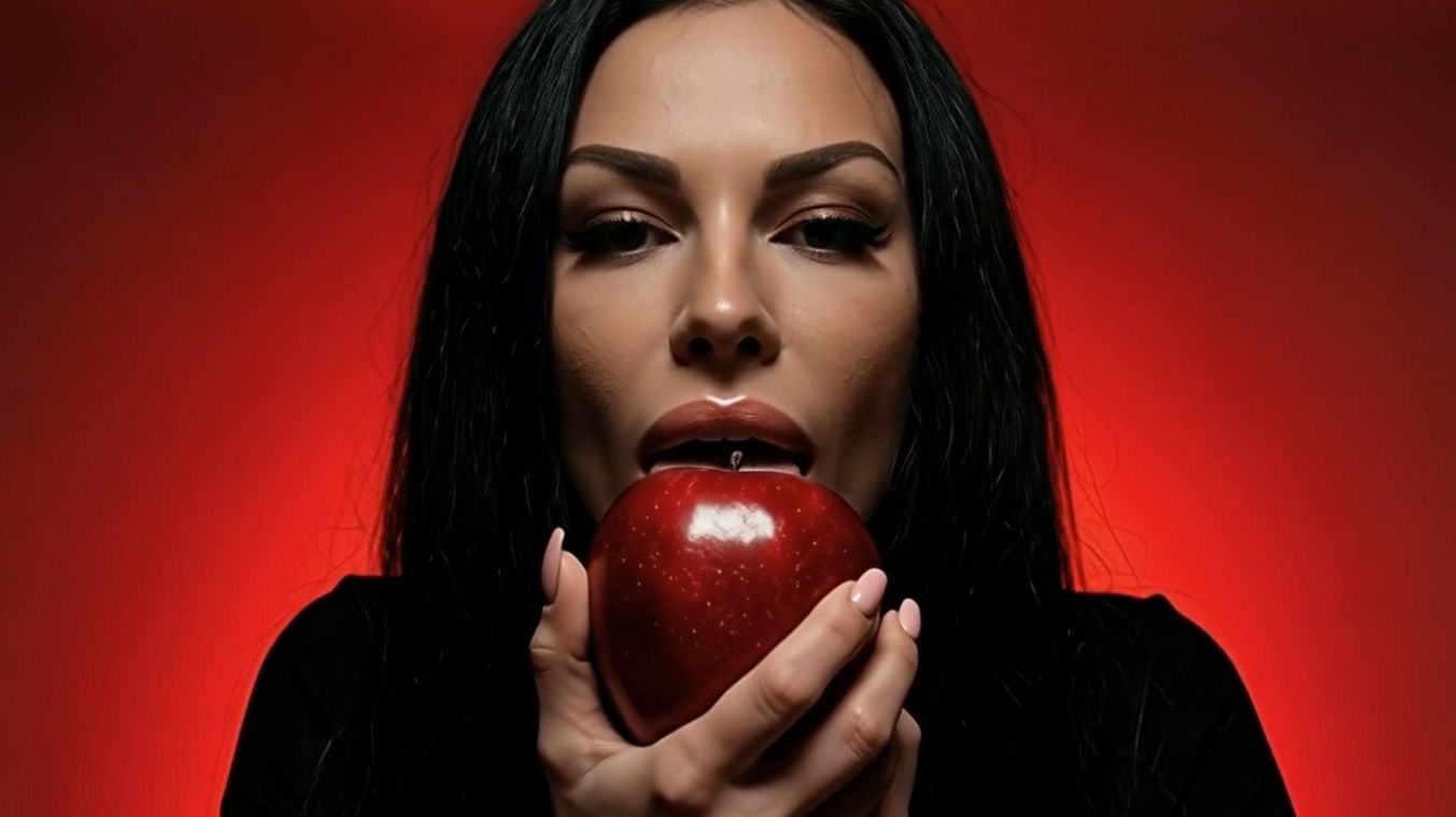 Нежные поцелуи и лизание яблока. ASMR / АСМР