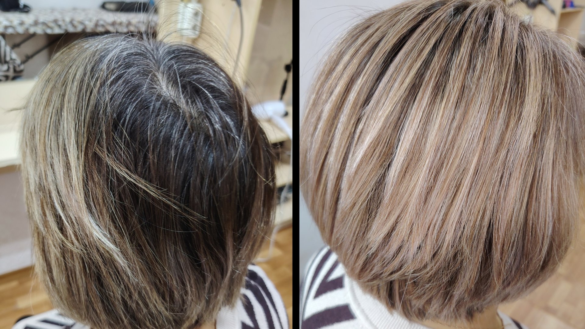 Крупное мелирование с притемнением корней