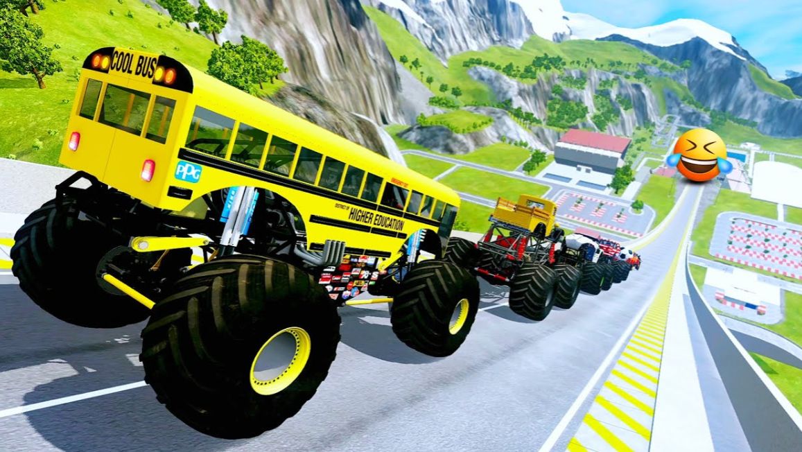 МУЛЬТИКИ ПРО МАШИНКИ Эпические прыжки и столкновения на скоростном монстр-траке Beamng Drive #106