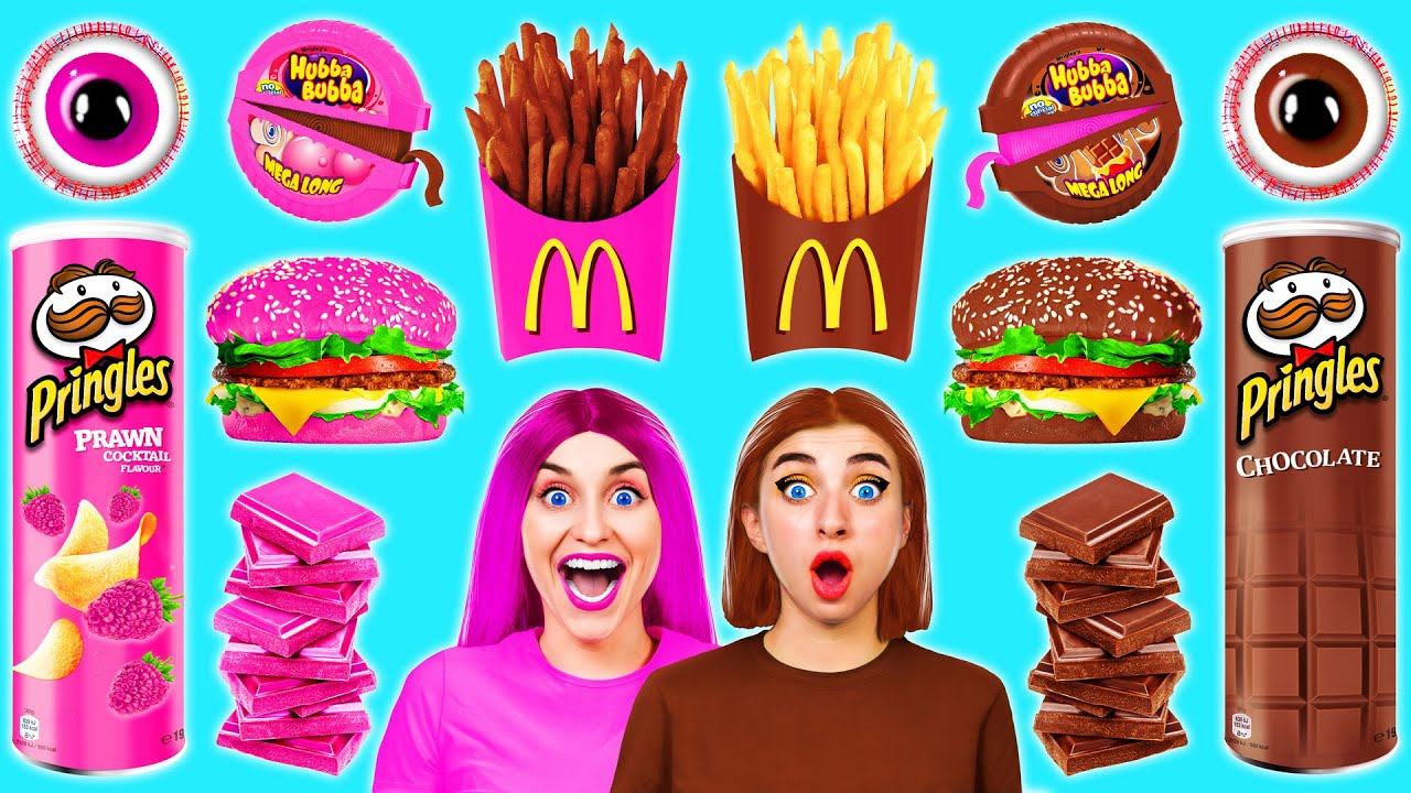 РОЗОВАЯ ЕДА ИЛИ ШОКОЛАДНАЯ? 24 ЧАСА ЕДИМ ЕДУ ОДНОГО ЦВЕТА ЧЕЛЛЕНДЖ от Multi DO Challenge