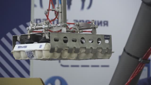 Робот внутритарной укладки и робот с кофемашиной системы EMS Robot на выставке Агропродмаш-2025