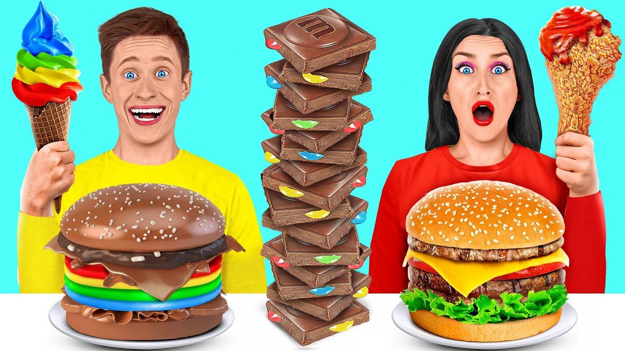 Челлендж. Шоколадная еда vs. Настоящая еда #2 от Multi DO Challenge