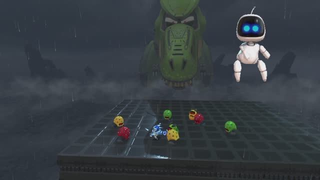 Робот Астро Бот сражается с тираннозавром. Astro Bot прохождение тираннозавра. Плестейшн 5