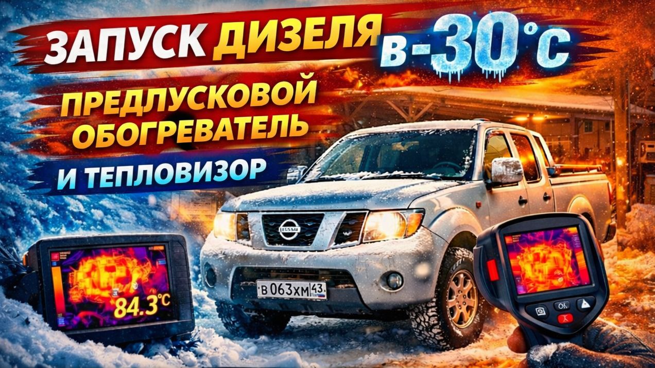 Заведётся ли дизель в -30? 🥶 Проверяю предпусковой обогреватель и смотрю тепловизором