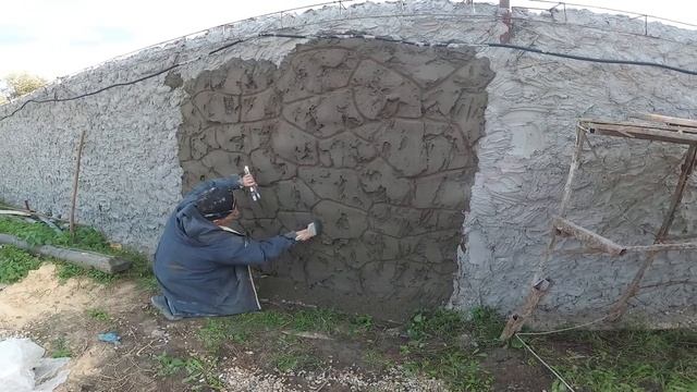оформление забора штукатурка декоративный камень из цемента.технологии времён ссср