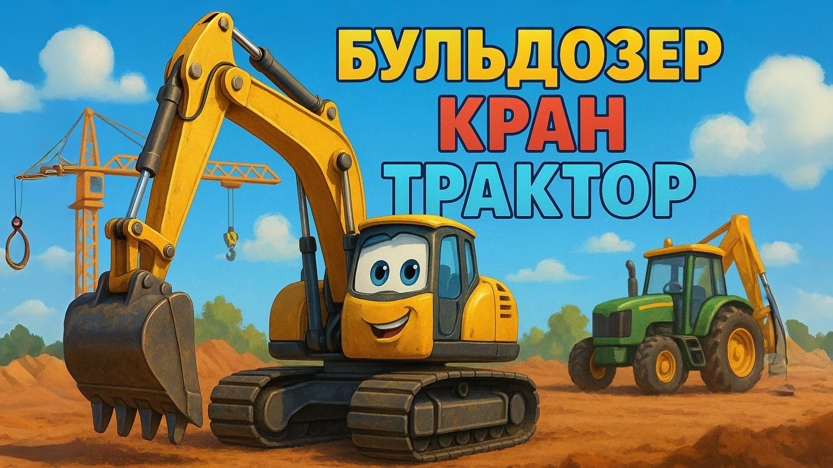 СБОРНИК Экскаватор, Кран и Трактор. Песенки про строительную и рабочую технику