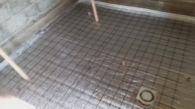 Заливка пола в парной.