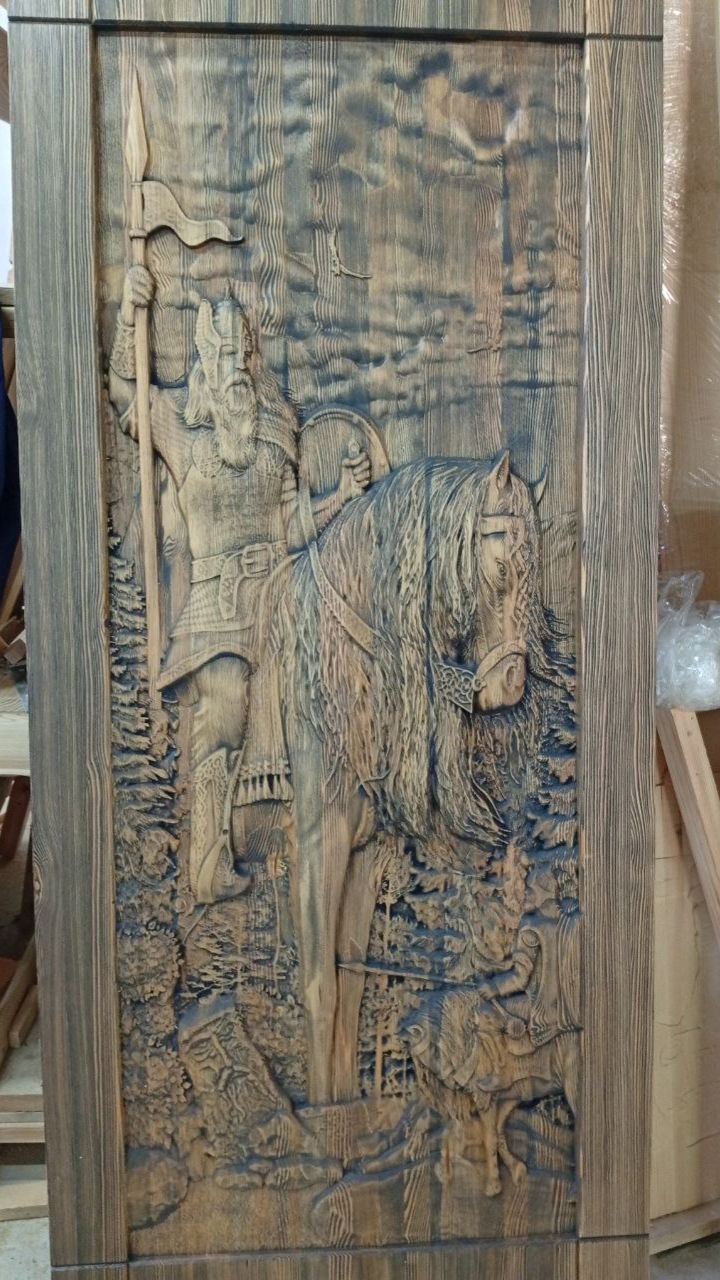 Двери в баню резные "Богатырь"